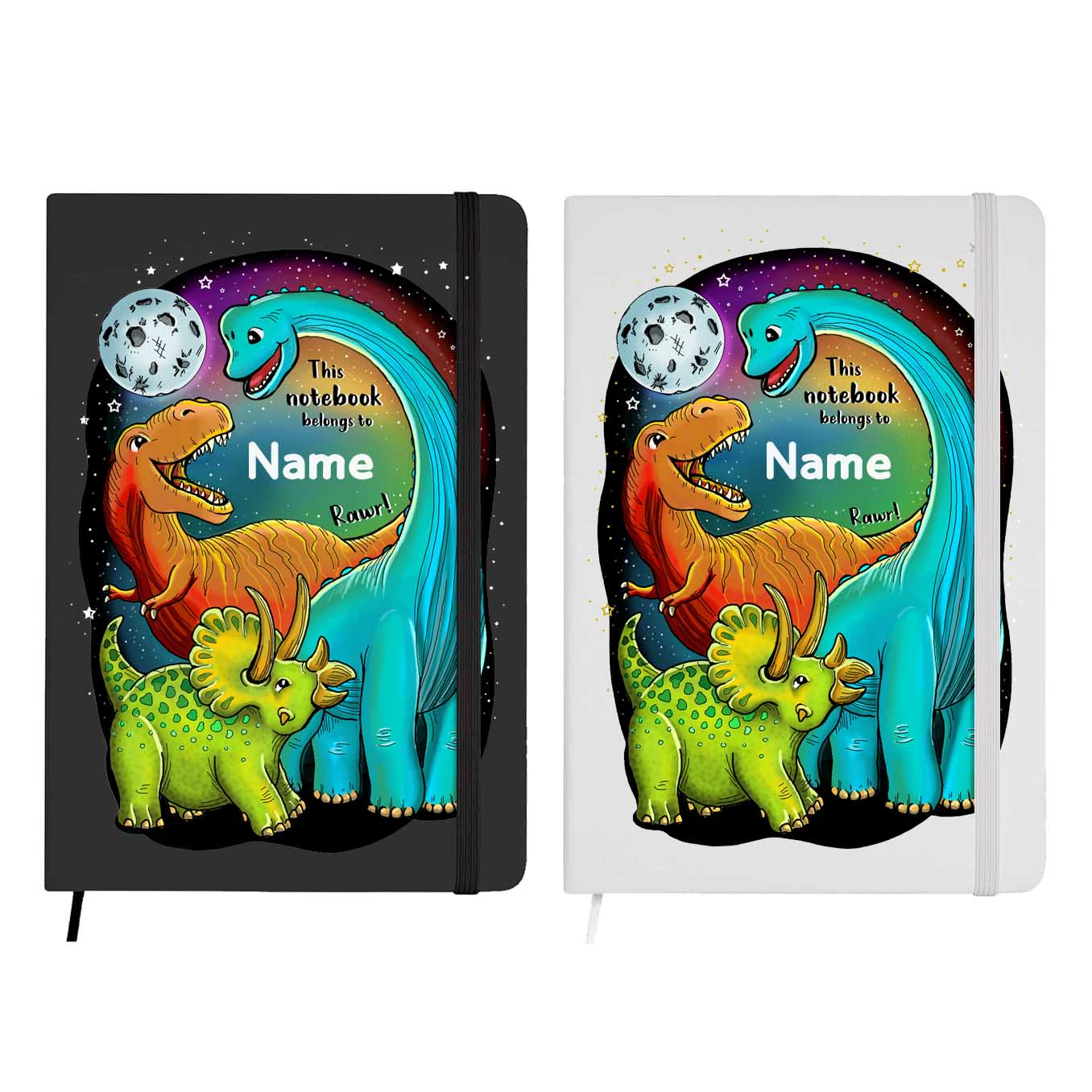 Space Dinosaurs Personalised Kid's School Notebook